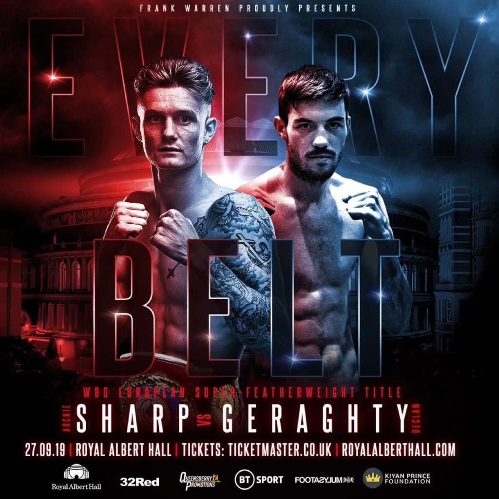 Archie Sharp will defend WBO European Title Against Declan Geraghty - WBO