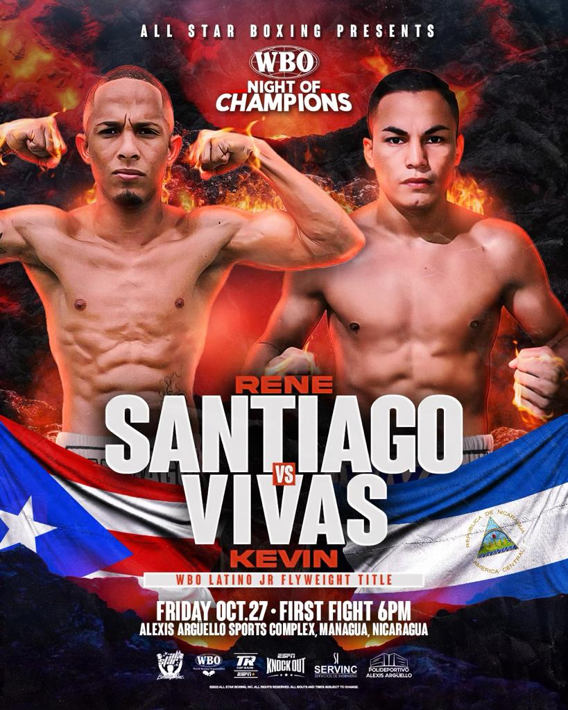 Rene Santiago vs. Kevin Vivas Added To "WBO Night of Champions" - WBO